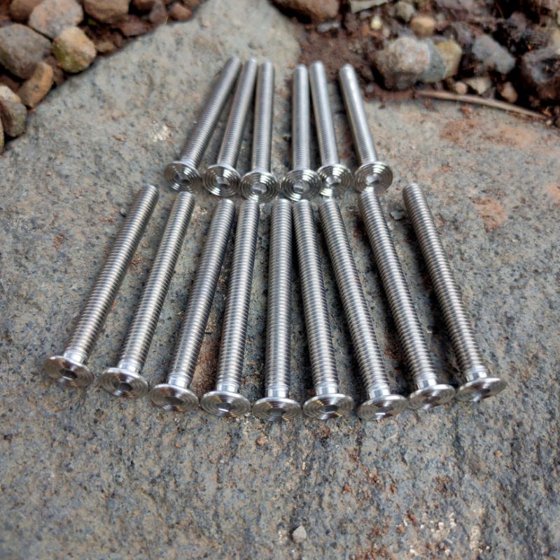 Jual Baut m6 drat 10 steanlis slim handmade panjang 6cm | Shopee Indonesia