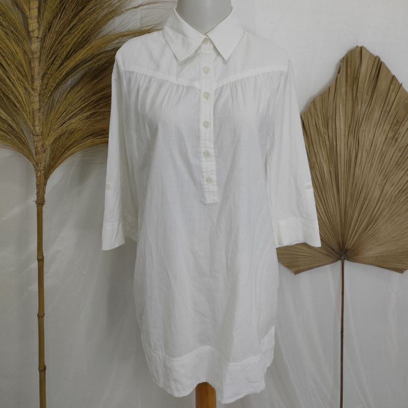 Jual THRIFT WHITE BLOUSE PUTIH KERAH KEMEJA SHIRT BAJU ATASAN WANITA ...