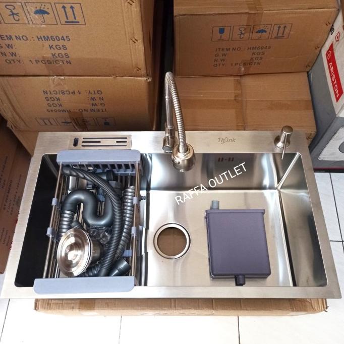 Jual paket kitchen sink 7545+kran flexible sus 304+t sabun/sink ...