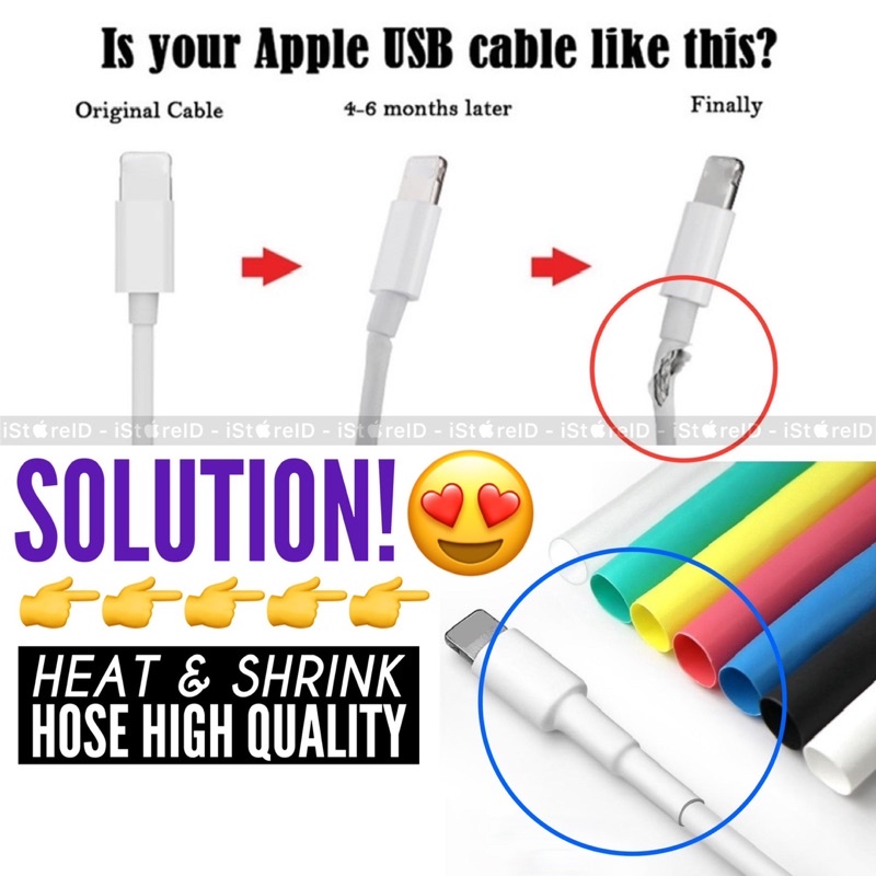 Jual KABEL PROTECTOR HEAT SHRINK TUBE USB LIGHTNING CABLE COVER SELANG ...