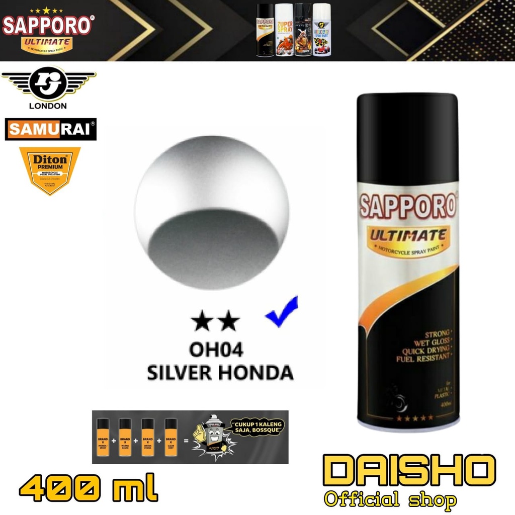 Jual SAPPORO ULTIMATE HONDA SILVER OH04** 400ML CAT SEMPROT SPRAY PAINT PILOX PILOK ORIGINAL ...
