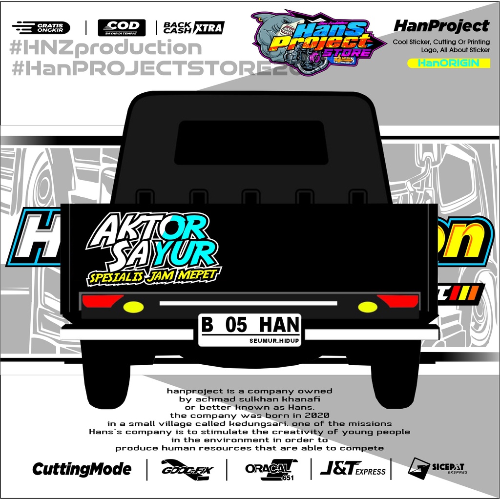 Jual STICKER CUTTING PINTU BELAKANG MOVIL PICK UP DAN TRUK "AKTOR SAYUR ...