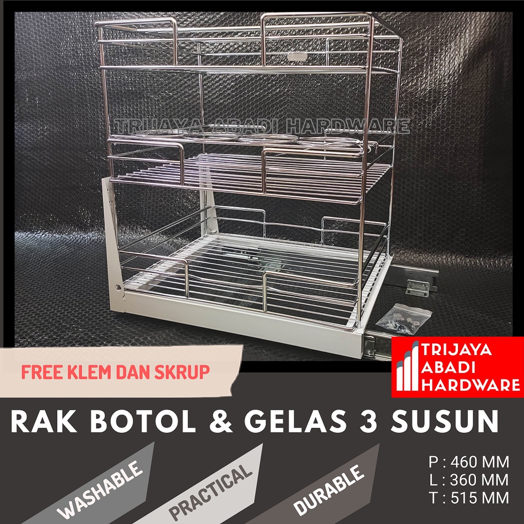 Jual Rak Botol Gelas 3 Susun TMB 33056 / 33556 / 34056 Rak Dapur ...
