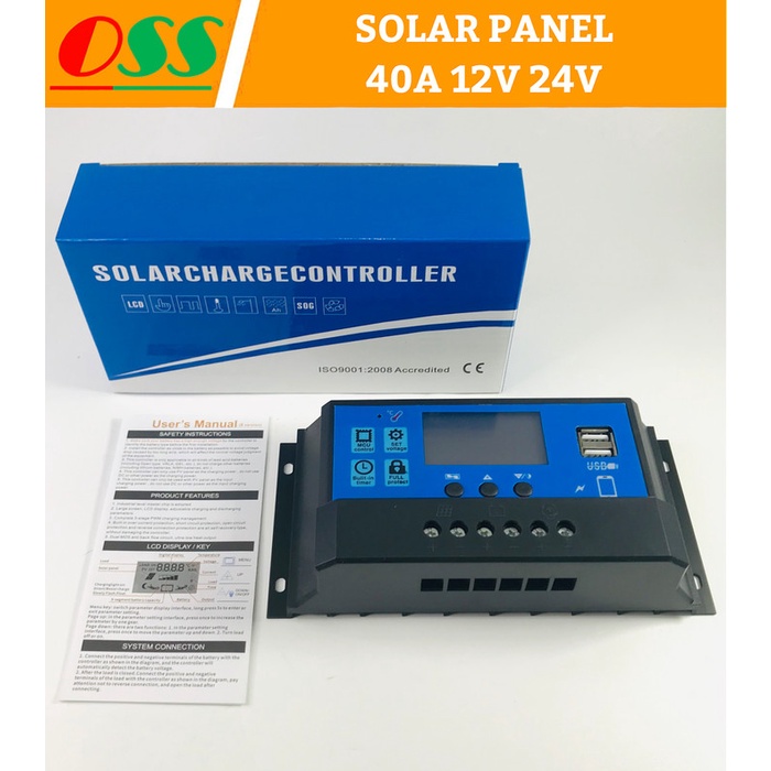 Jual SOLAR PANEL CHARGER CONTROLLER PANEL SURYA 40A 12V 24V EZN27 ...