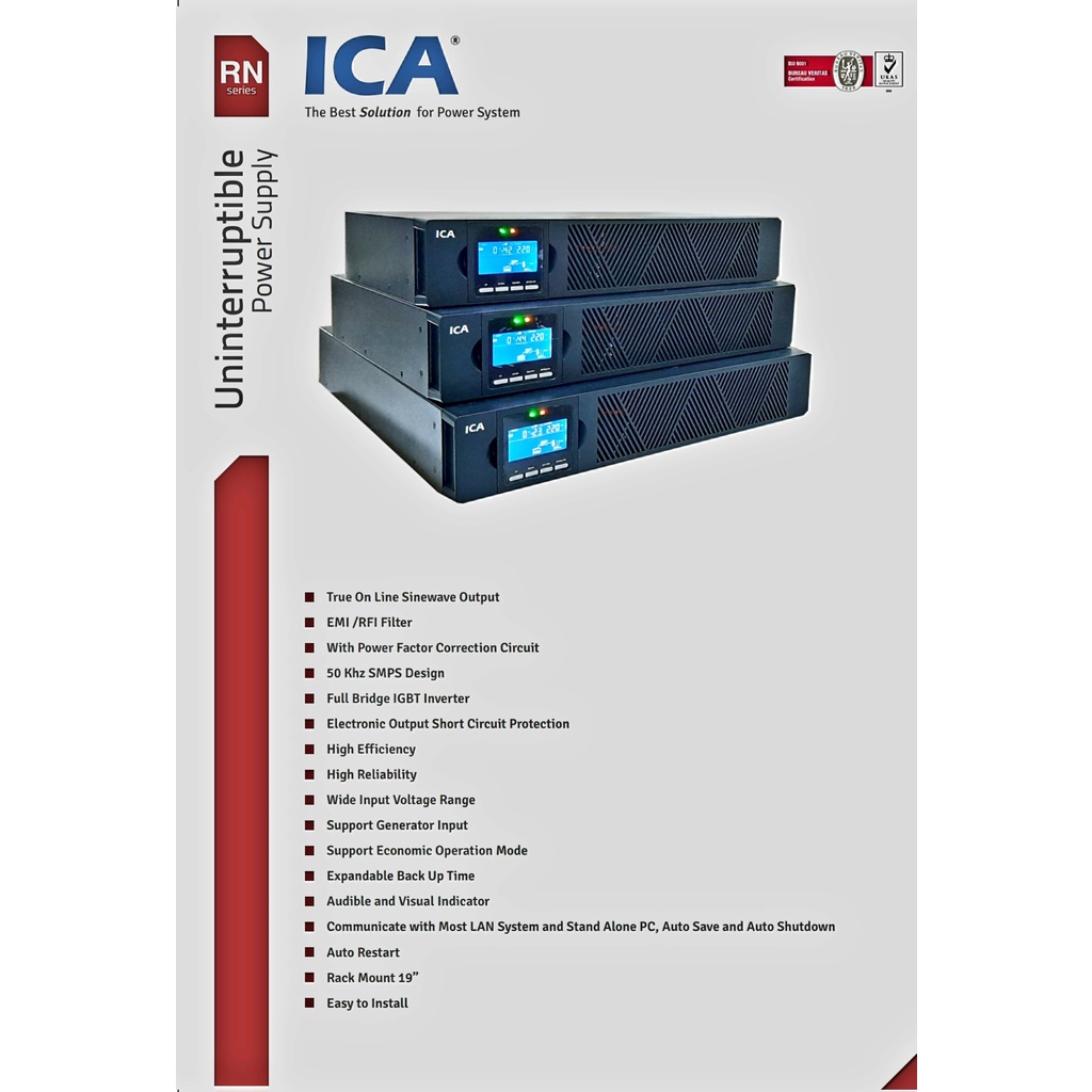 Jual ICA RN3100C Rack Mount Online Sinewave UPS 3000 VA / 2700 Watt ...