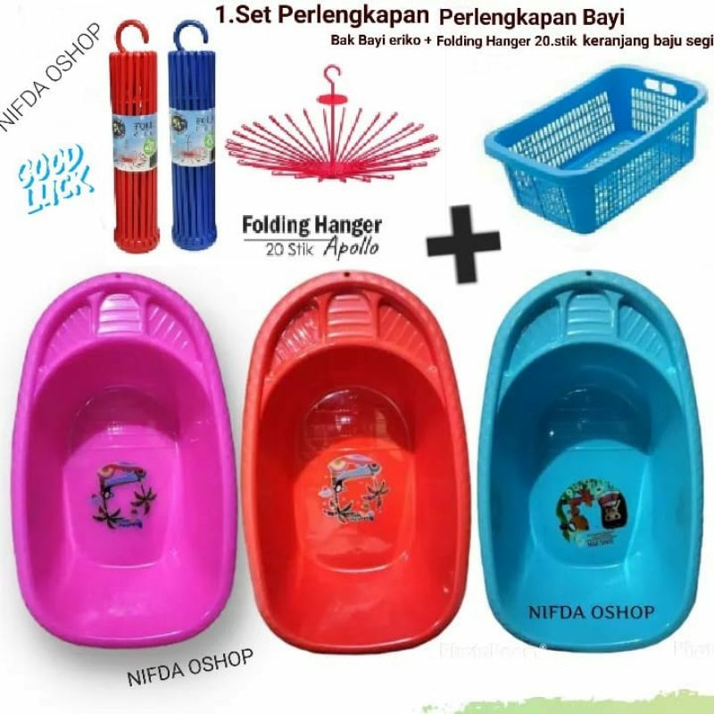 Jual Paket hemat Set Bak Bayi Eriko + Folding 20.Stik & Keranjang Baju ...