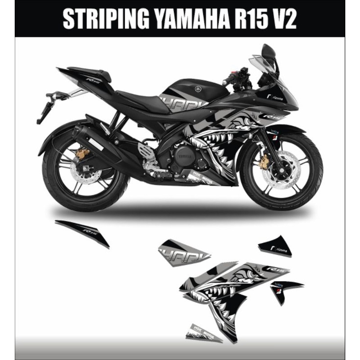 Jual STICKER STRIPING YAMAHA R15 V2 VARIASI SHARK / SEMI FULL / V2 ...