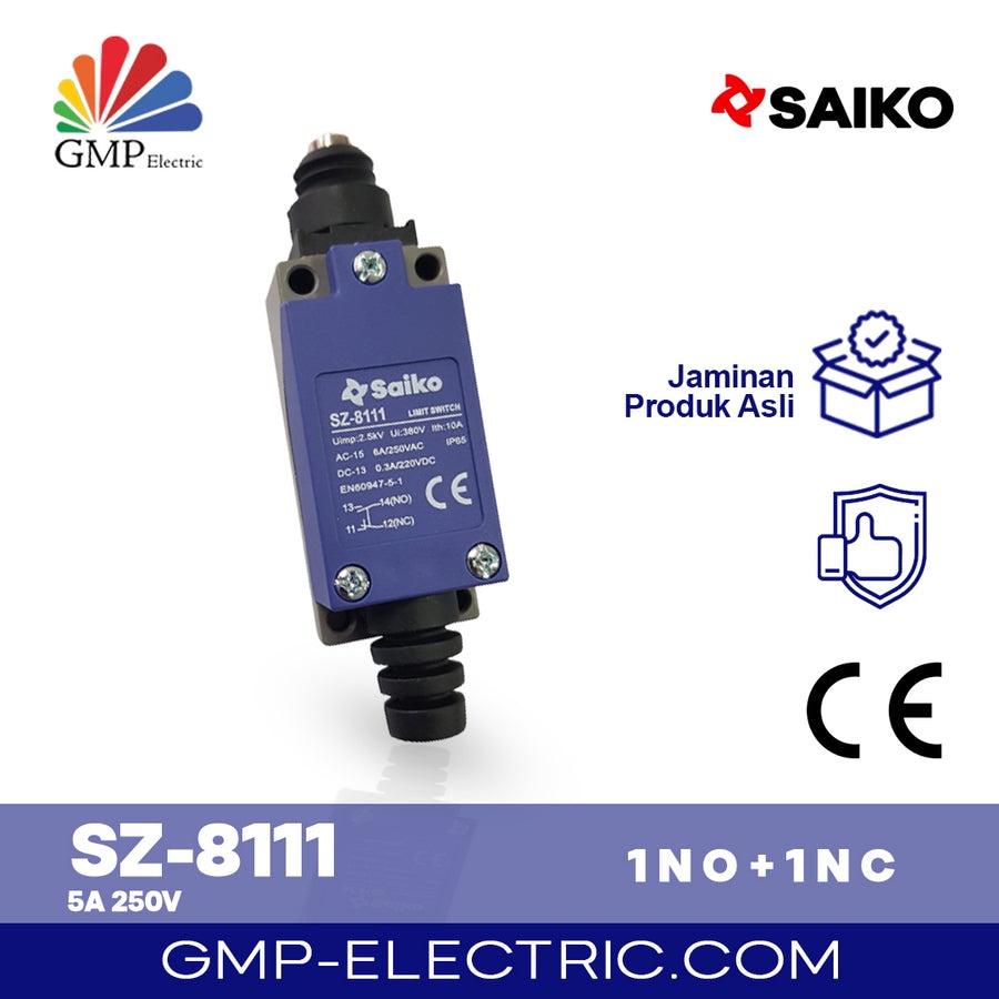 Jual Limit Switch Saiko Steel End Plunger SZ-8111 5A 250V 1NO+1NC | Shopee Indonesia