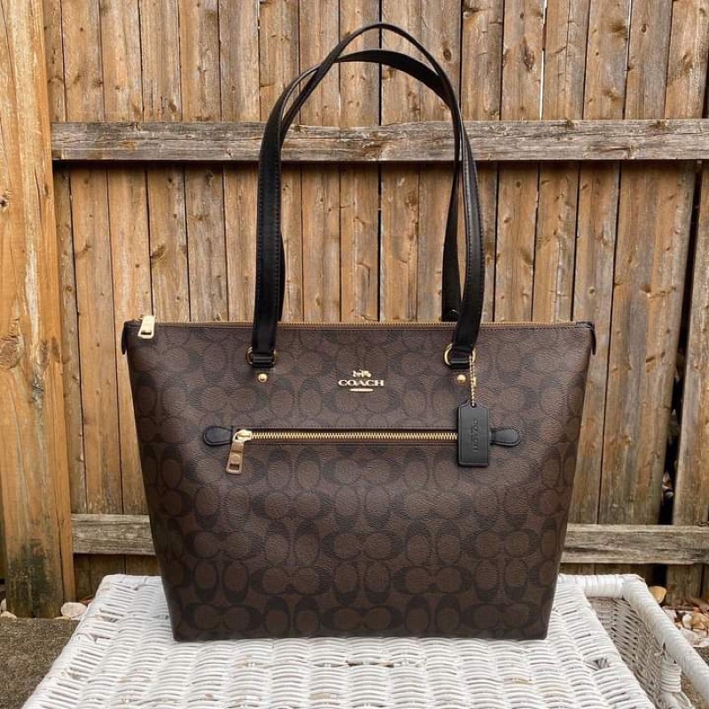 Jual Tas Coach Original In Signature Canvas Brown Black | Shopee Indonesia