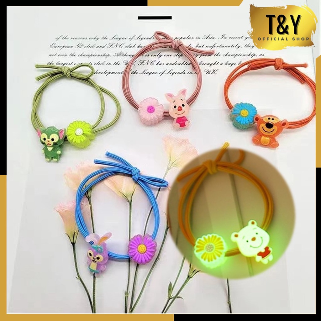 Jual T&Y Ikat Rambut Korea Motif Bunga Daisy Karakter Hewan 1PCS glow ...
