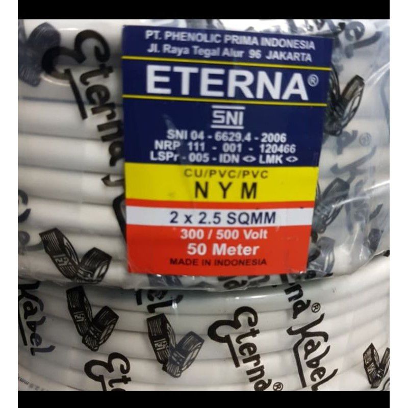 Jual Promo (Per 10 METER) Kabel ETERNA 2x2,5 NYM LIDI | Shopee Indonesia