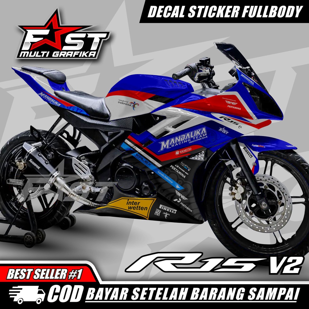 Jual BISA COD decal stiker r15 v2 full body bisa custom motif mandalika ...