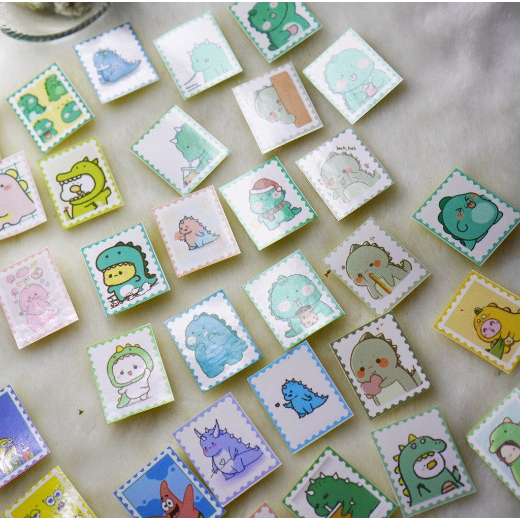 Jual stiker model perangko aesthetik cute / stiker lucu bisa untuk ...