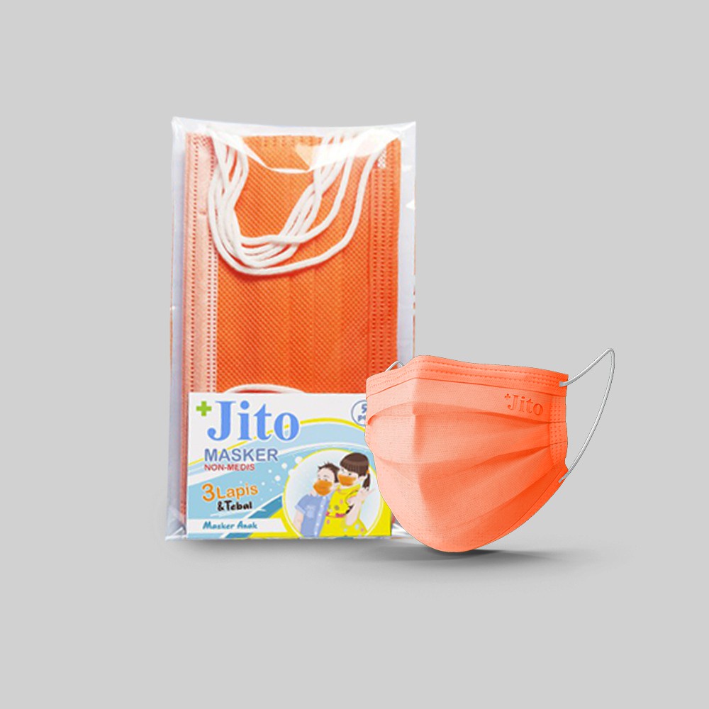 Jual JITO Masker Anak 3 Lapis Orange - Sachet isi 5 pcs - Masker Sekali ...