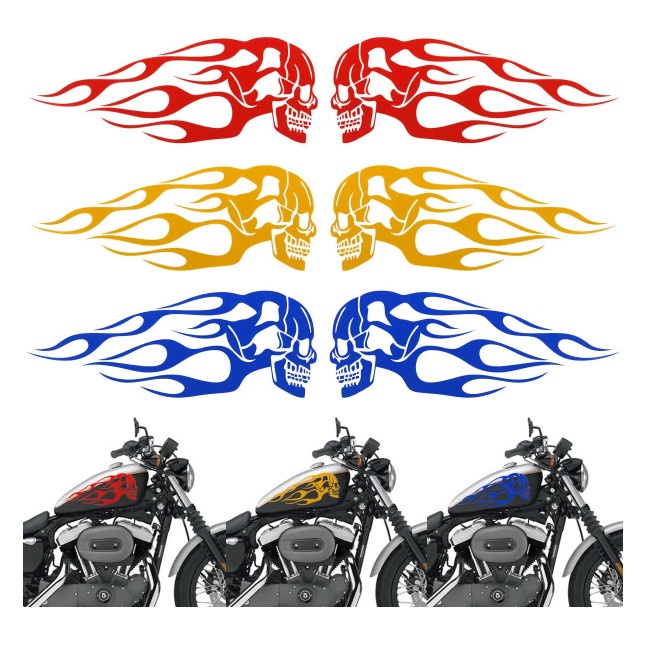 Jual TERMURAH | Stiker Tank Motor Api Tengkorak Lencana Decal 2pcs ...
