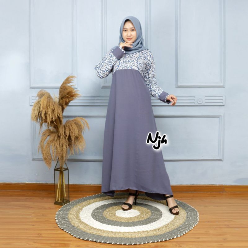 Jual Gamis Batik Kombinasi Modern Motif Mega Mendung | Shopee Indonesia