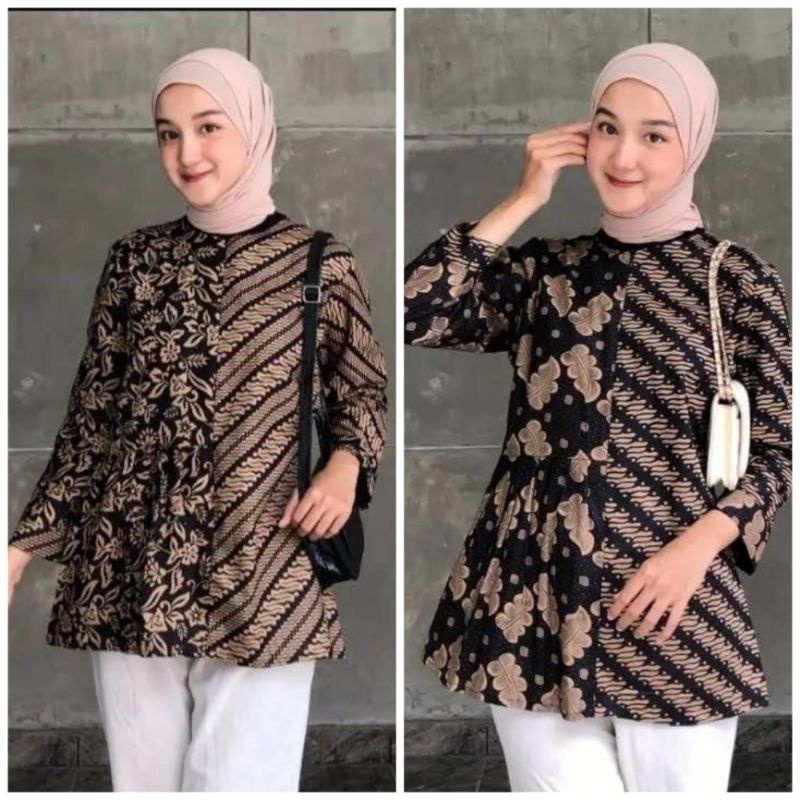 Jual Blus Batik Wanita Kerja Modern Baju Kantor Sogan Kekinian | Shopee ...