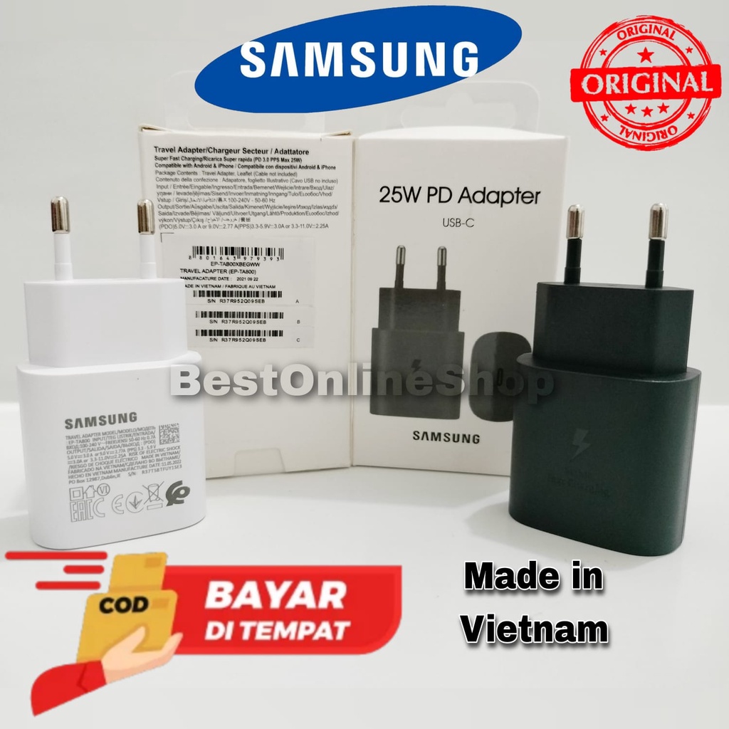 Jual ADAPTOR SAMSUNG 25W SUPER FAST CHARGING PD USB-C To C ORIGINAL ...