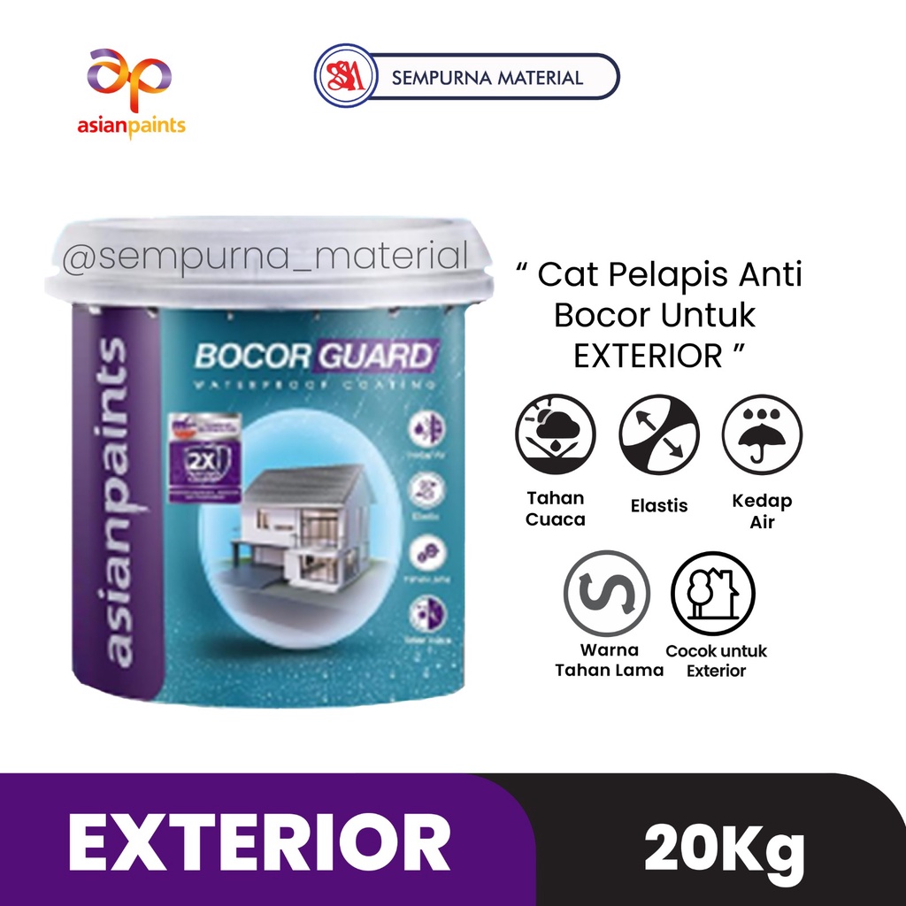 Jual Cat Asian Paints Bocor Guard 2X Performa kedap Air - 20 Kg Putih ...