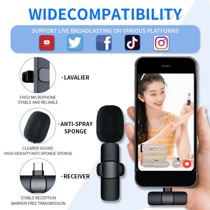 Jual BATAM SHOPPING MALL Mic Wireless Hp Vlog Youtuber Portable Mic for ...