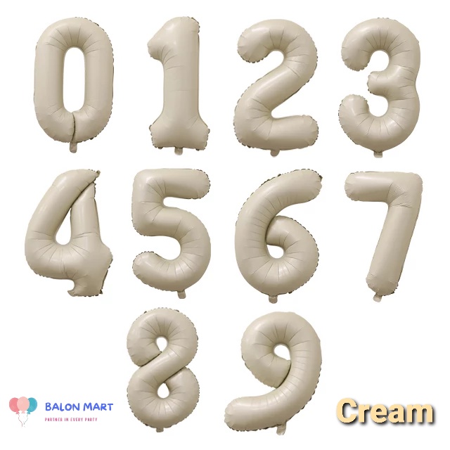 Jual Balon Foil Angka Retro CREAM 32inch / 80cm | Shopee Indonesia