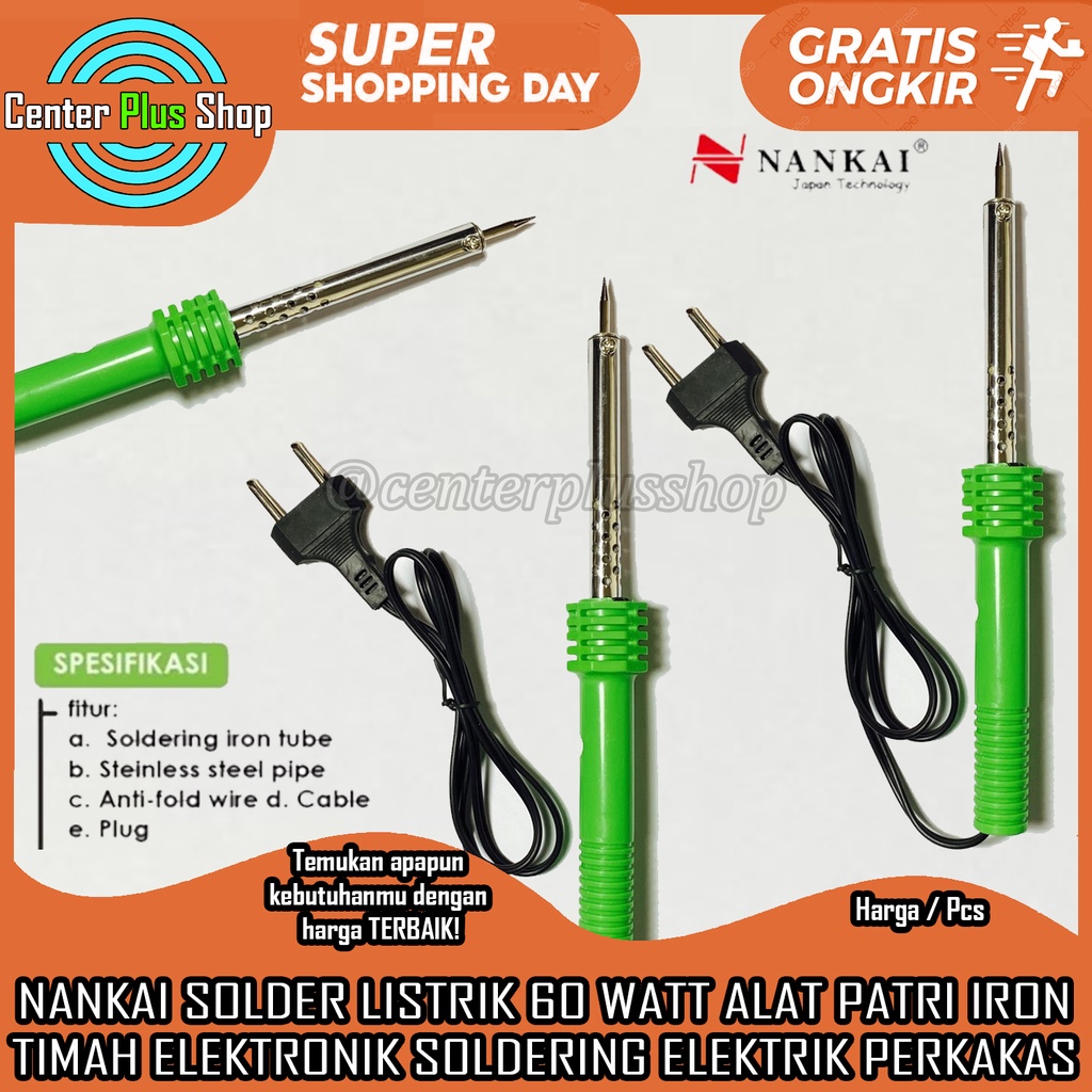 Jual NANKAI SOLDER LISTRIK 60 WATT ALAT PATRI IRON TIMAH ELEKTRONIK ...