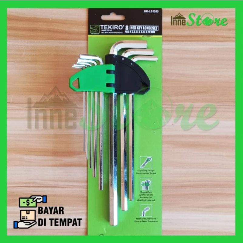 Jual Tekiro Kunci L Set Panjang 8 pcs Hex Key Long 2-10mm | Shopee ...