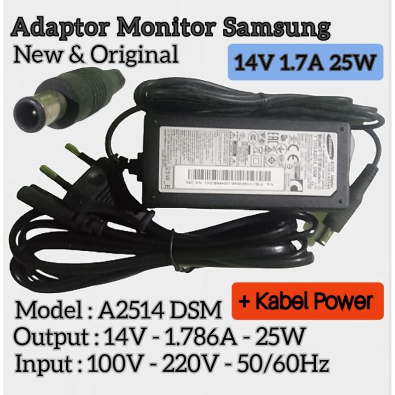 Jual ADAPTOR MONITOR SAMSUNG 14V 1.786A 25W ADAPTOR LED MONITOR SAMSUNG ...