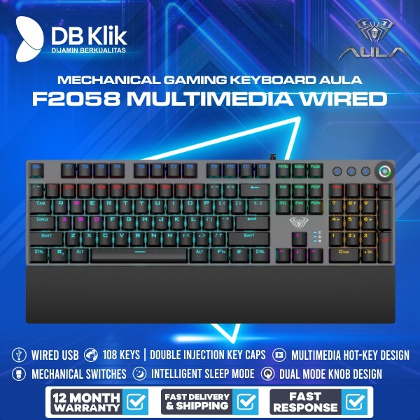 Jual Keyboard Gaming AULA F2058 Multimedia Mechanical Wired - AULA F ...