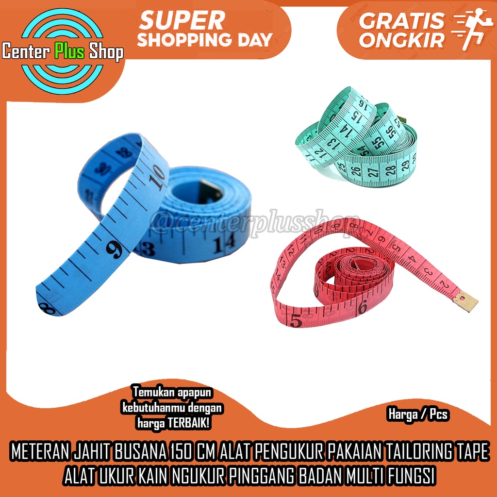 Jual METERAN JAHIT 150 CM ALAT PENGUKUR BAJU BUSANA PAKAIAN BADAN PERUT ...