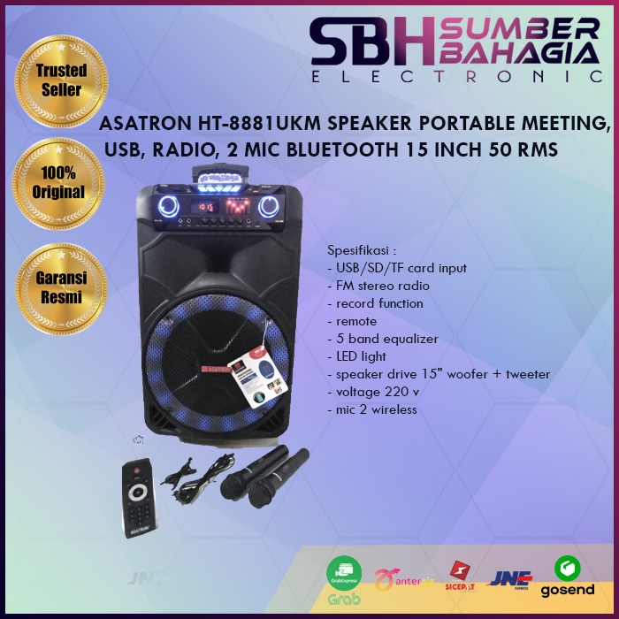 Jual ASATRON HT-8881UKM SPEAKER PORTABLE MEETING, USB, RADIO, 2 MIC ...