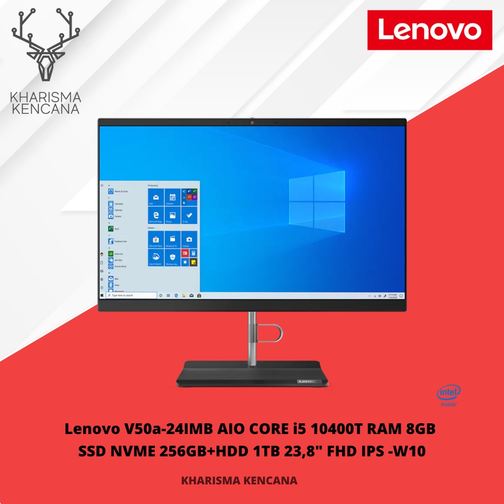 Jual Lenovo V50a-24IMB AIO CORE i5 10400T RAM 8GB SSD NVME 256GB+HDD 1TB 23,8" FHD IPS -W10 ...