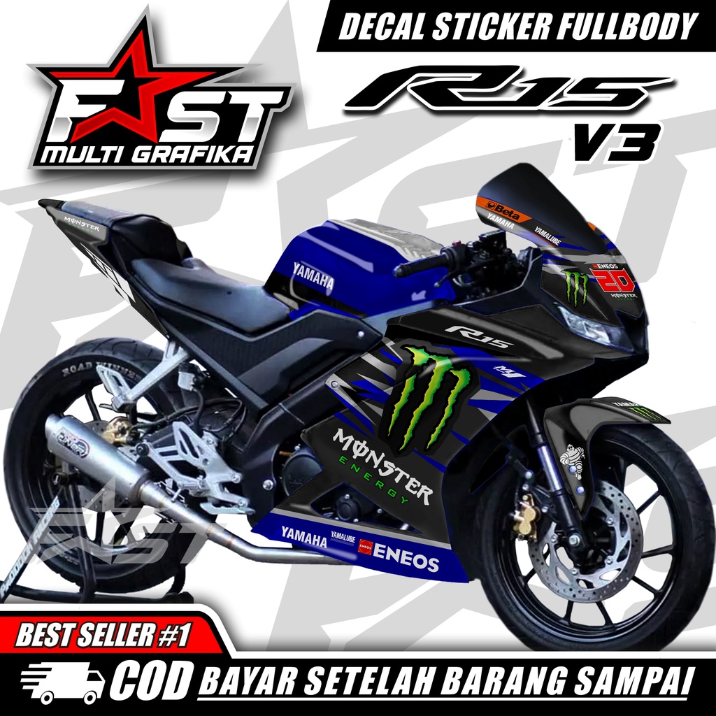 Jual TERBARU Decal R15 V3 Fullbody Liveri MotoGP Sticker Striping Decal ...