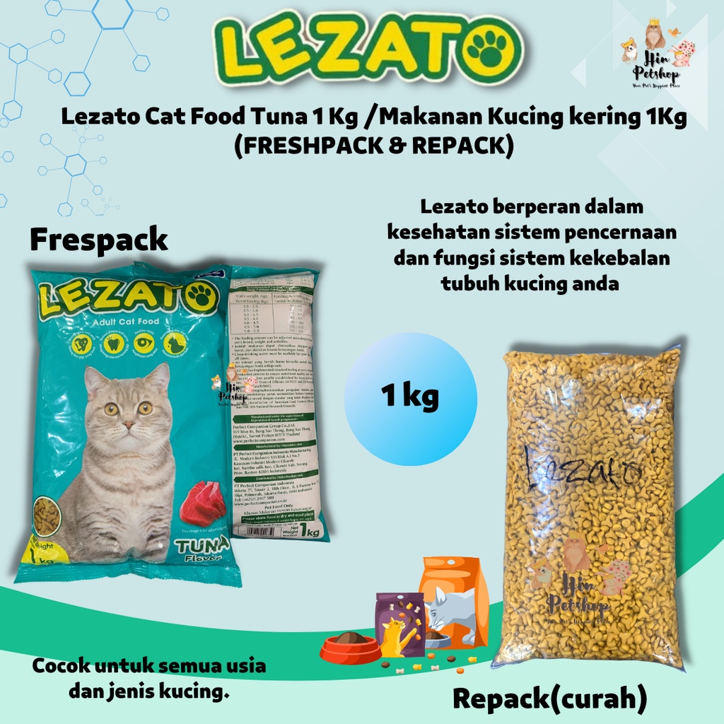 Jual LEZATO FRESHPACK/REPACK(curah) 1kg-Makanan kucing kering | Shopee ...