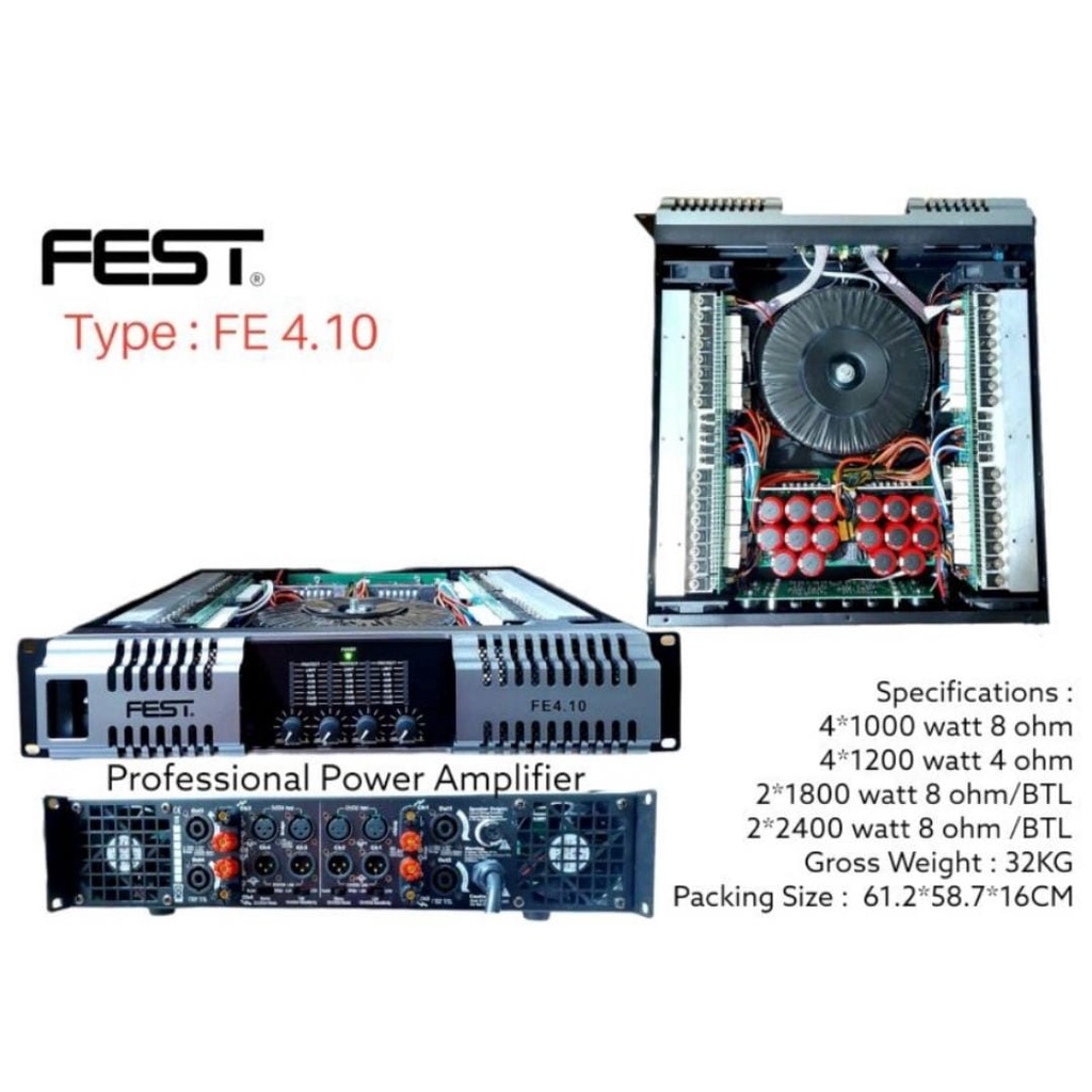 Jual Power Fest 4 channel fe 4.10 FE 4.10, 4x1000 watt 8 ohm ORIGINAL ...