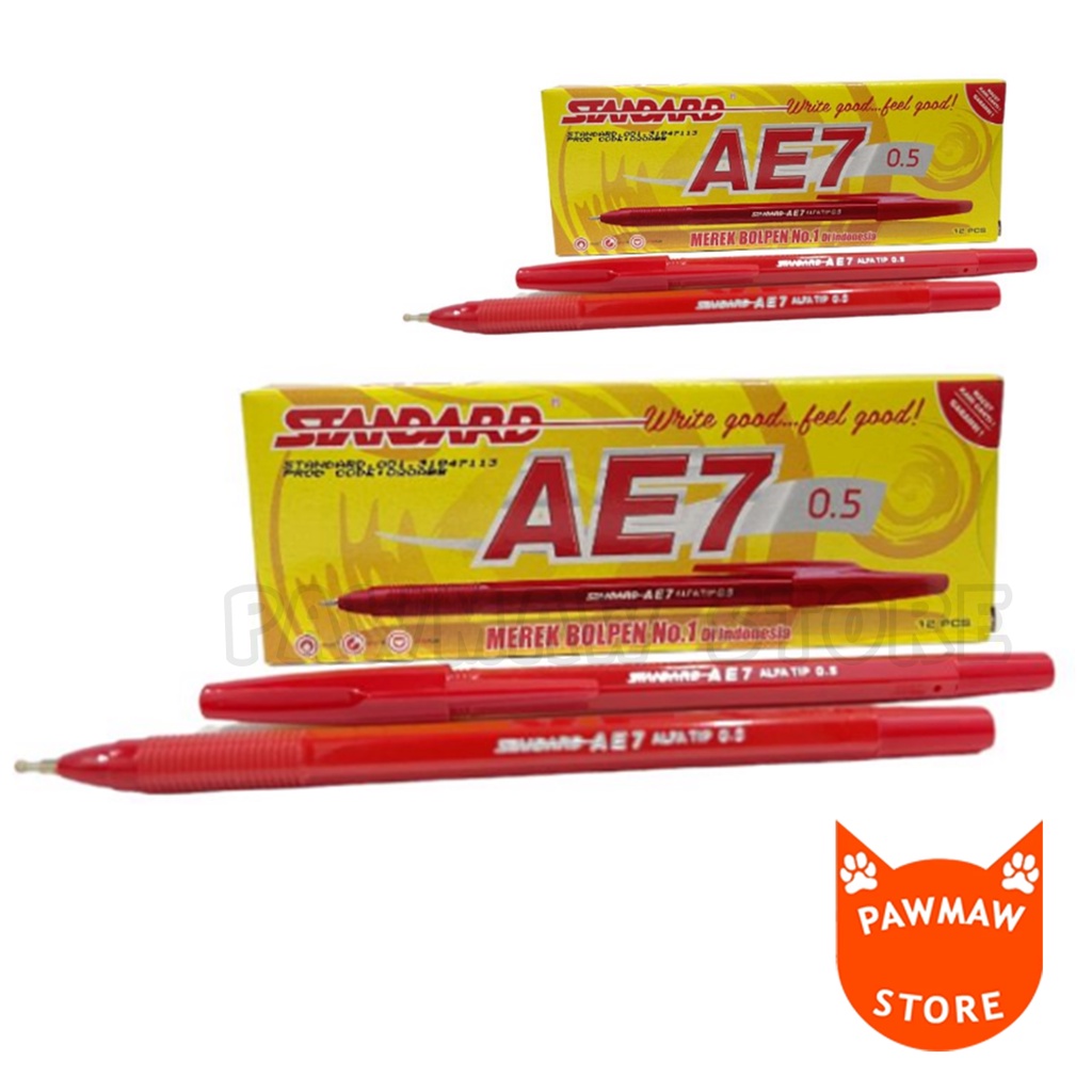 Jual Pulpen Standard AE7 Merah ( PACK ) | Shopee Indonesia