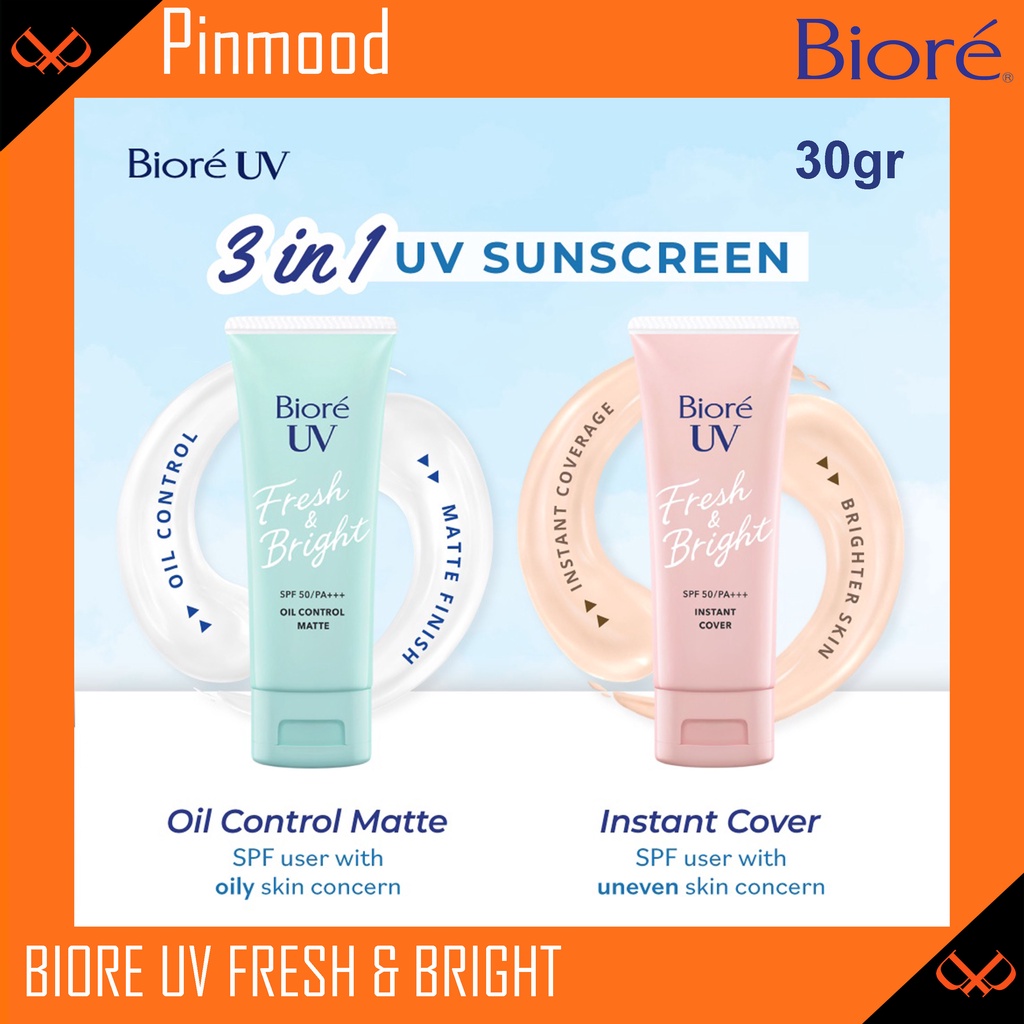 Jual BIORE UV FRESH & BRIGHT [ 30 G ] OIL CONTROL MATTE / INSTANT COVER ...