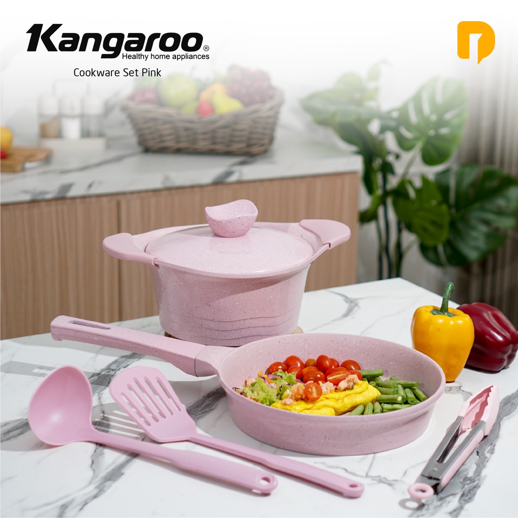 Jual KANGAROO COOKWARE SET PINK | PANCI PINK ANTI LENGKET | PANCI WAJAN ...