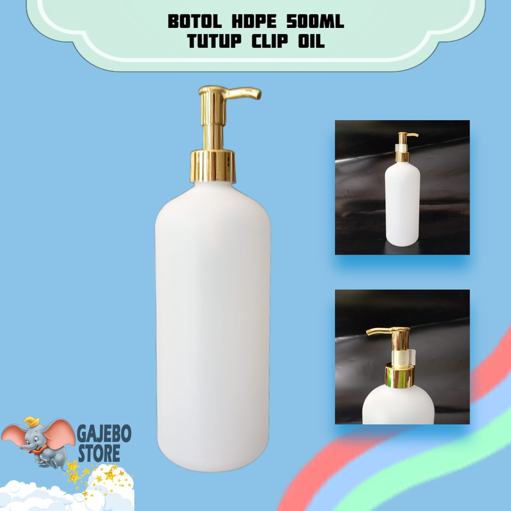 Jual BOTOL HDPE TUTUP PUMP CLIP OIL 500ML / BOTOL PUMP HDPE 500ML CLIP OIL IMPORT NECK24 ...