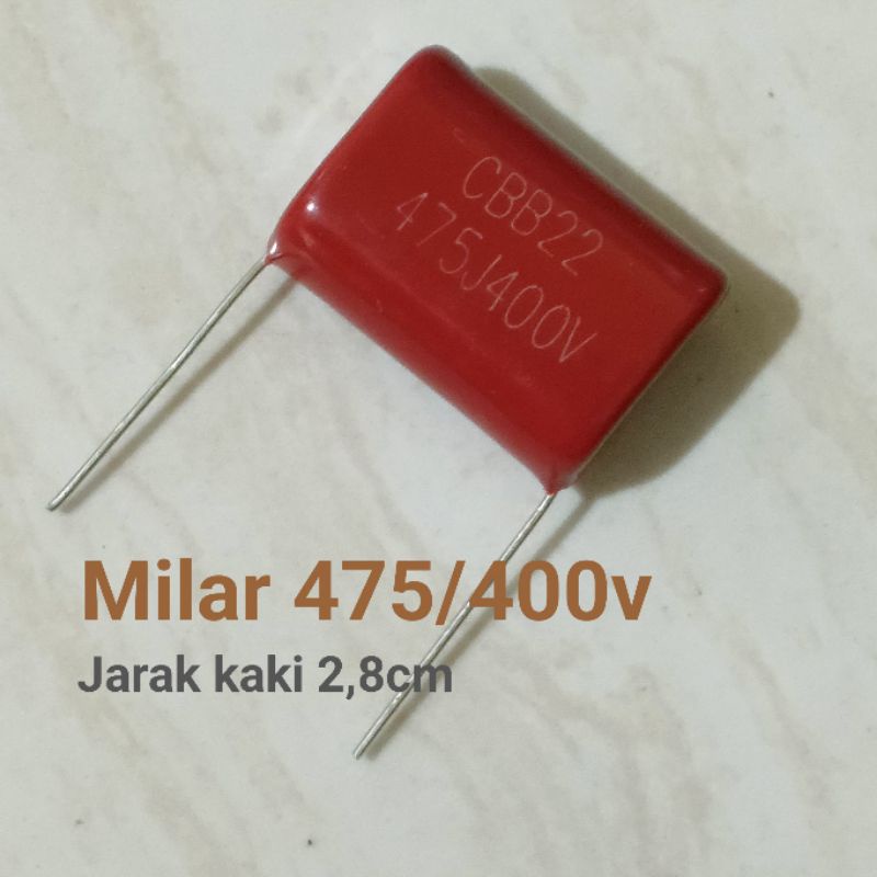 Jual Capacitor 475 400v Milar 475j 475K 400 volt Kapasitor 4,7uf ...