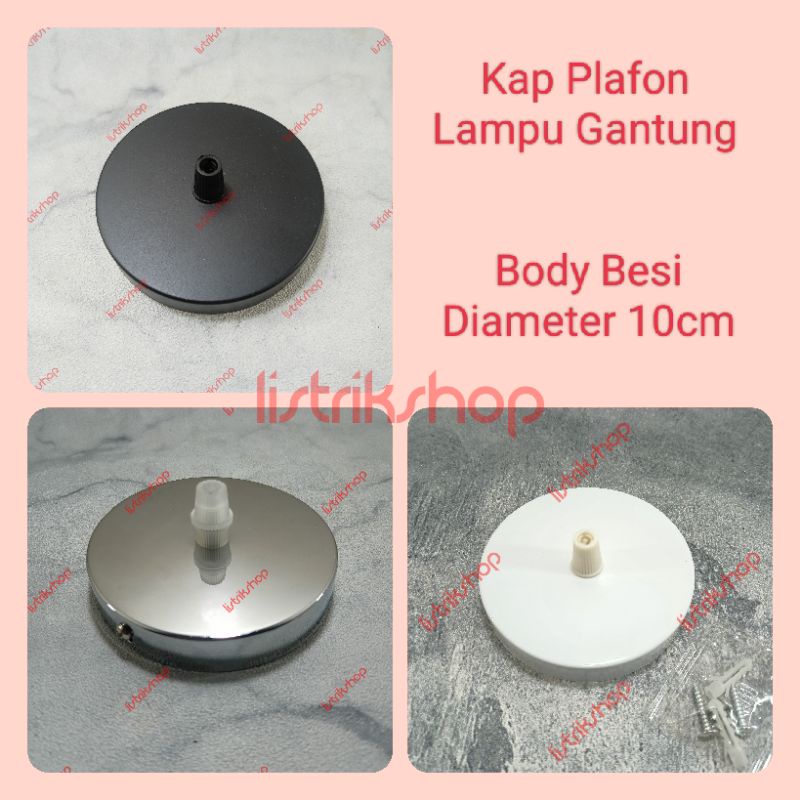 Jual Dop / Kap Plafon Lampu Gantung 10cm Bahan Besi Sekrup Samping ...