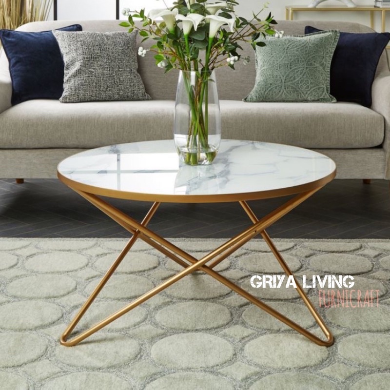 Jual meja kopi bulat top hpl marmer | Shopee Indonesia