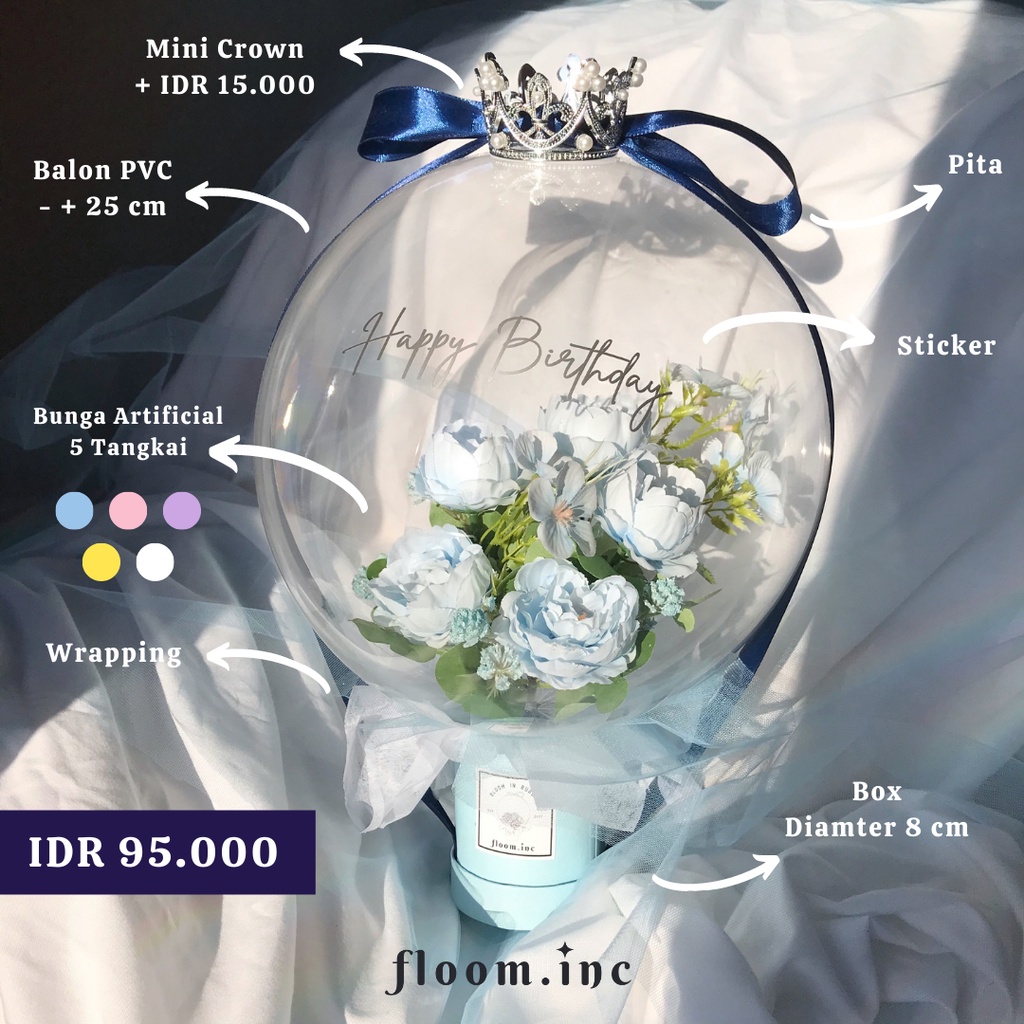Jual [PO H-1] Flower Balloon Bloom Box Bouquet Bunga Magical Bubble Bunga dalam Balon Korean ...
