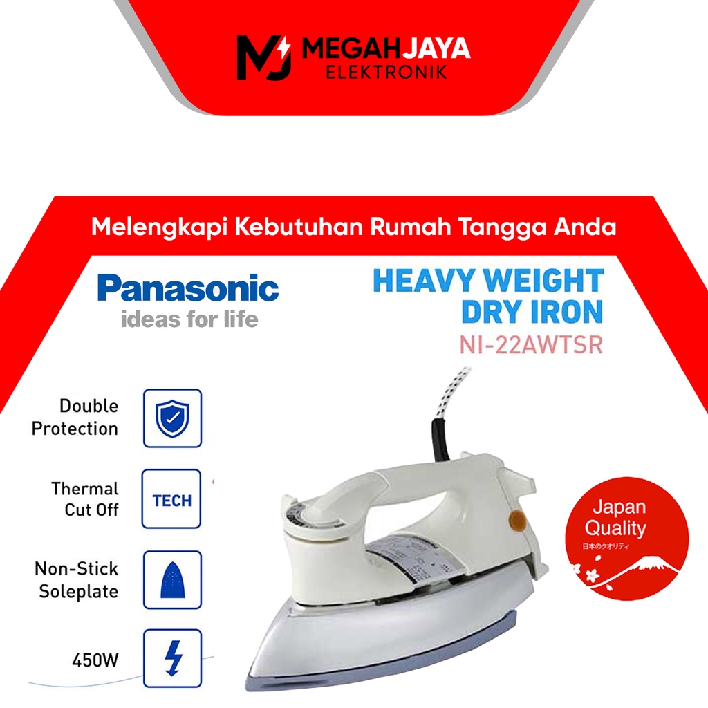 Jual [COD READY] PANASONIC SETRIKA HEAVY WEIGHT DRY IRON NI-22AWT / NI ...