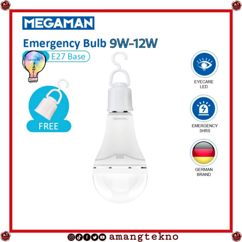 Jual LAMPU EMERGENCY LED BULB MEGAMAN 9W-12W BERGARANSI | Shopee Indonesia
