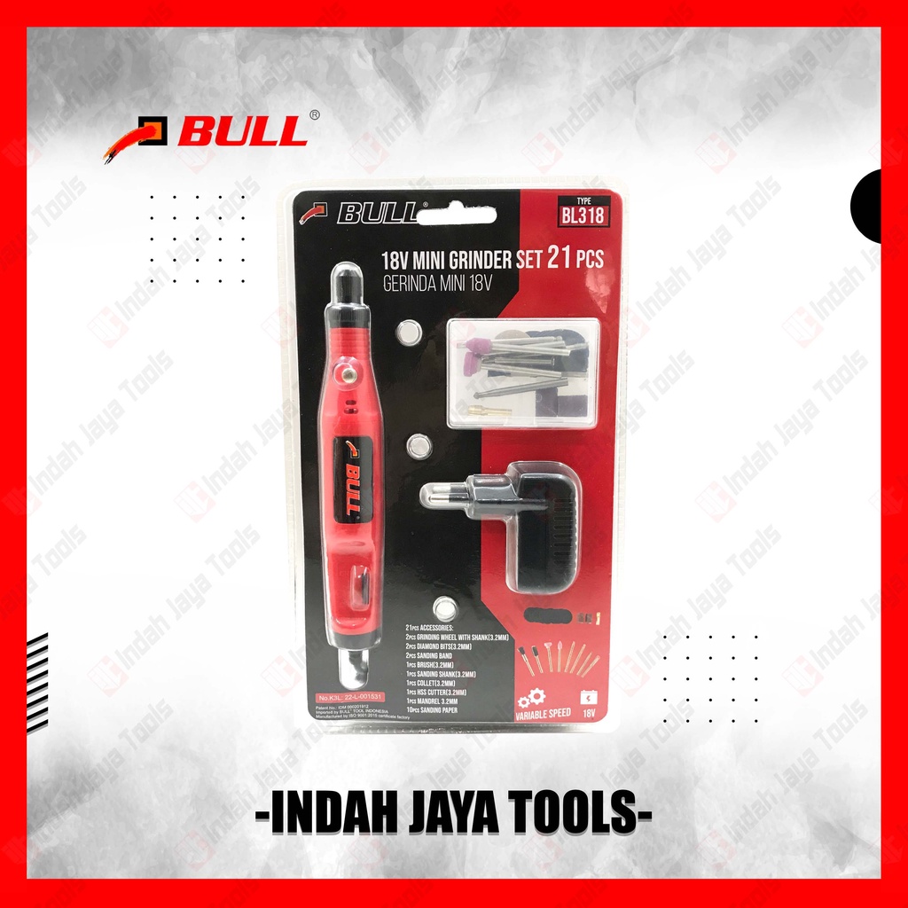 Jual BULL BL318 BLISTER Mini Die Grinder Set 21 Pcs Gerinda Bor Tuner Mini | Shopee Indonesia