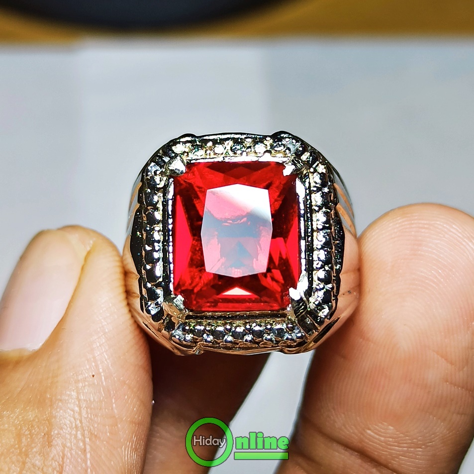 Jual CINCIN PERMATA RED TOPAZ MERAH CHATAM KOTAK OCTAGON | Shopee Indonesia