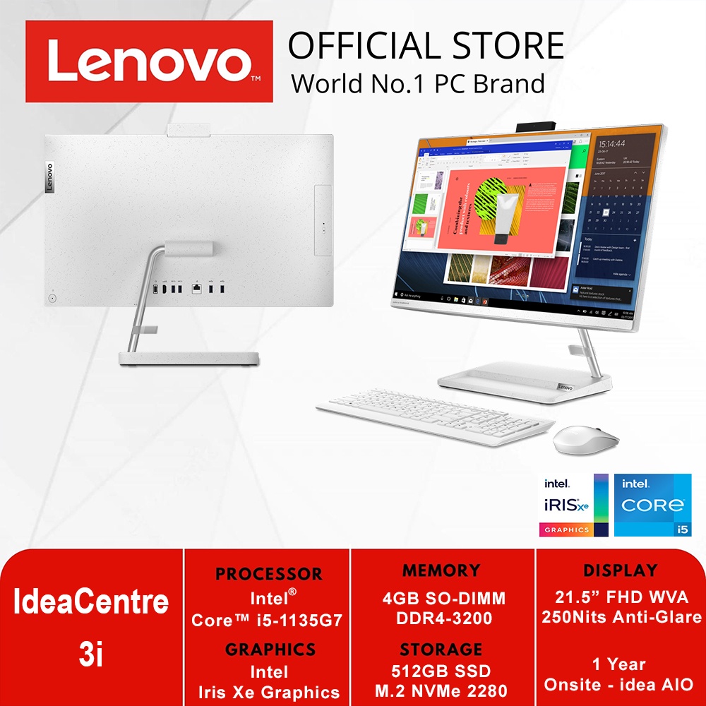Jual LENOVO ALL IN ONE AIO 3i 22ITL6 BDID WHITE CORE i5-1135G7 4GB ...