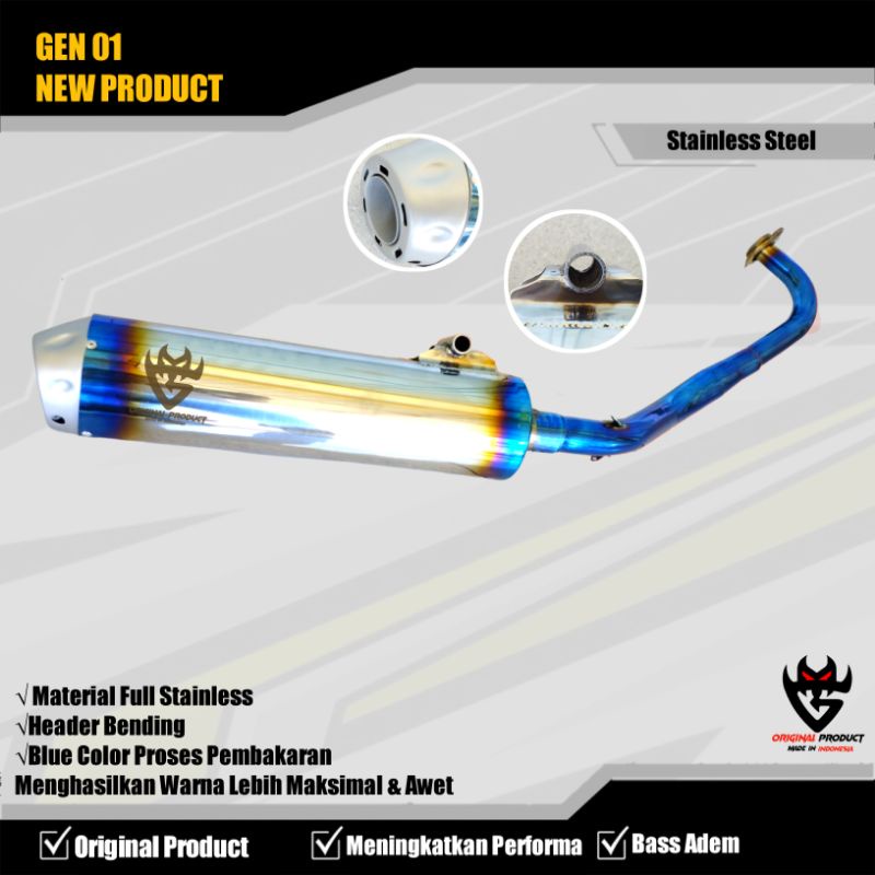 Jual Knalpot Standar Racing Nmax Aerox Vario Pcx Original GM Type Generation Gen01 Biru Croom ...