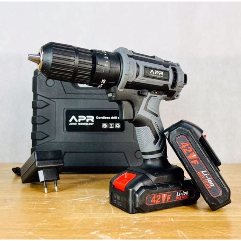 Jual Mesin Bor Cordless APR 42V 13mm Fullset. Impact drill Baterai besi ...
